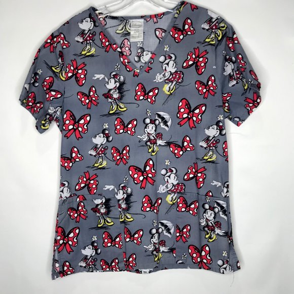 Disney | Tops | Disney Womans Top Sz Sm Nursing Scrub Retro Minnie ...